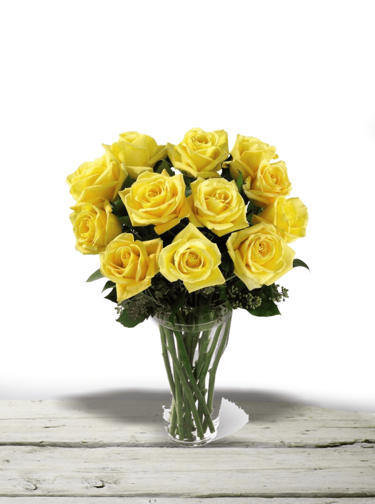 Bunga Meja Mawar Kuning 12 Tangkai/Ulang Tahun/Anniversary- Naqie Florist